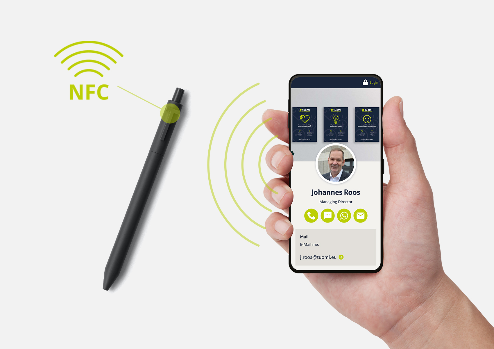 NFC transforms any ballpoint pen into a digital business card